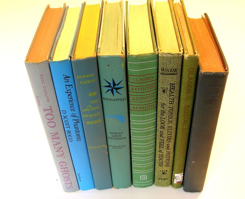Light Blue and Green Books Instant Library Vintage Book - Etsy