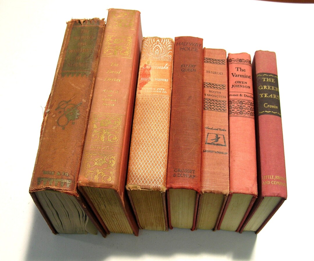 Faded Red Book Collection, Set of Seven, Instant Library, Vintage Book ...