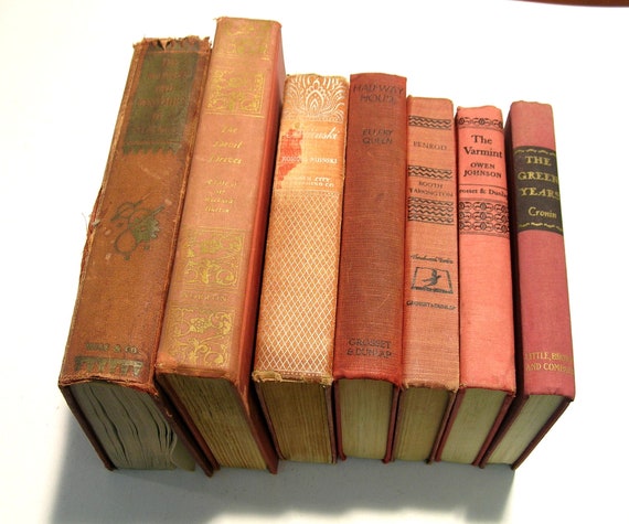 Faded Red Book Collection Set of Seven Instant Library - Etsy
