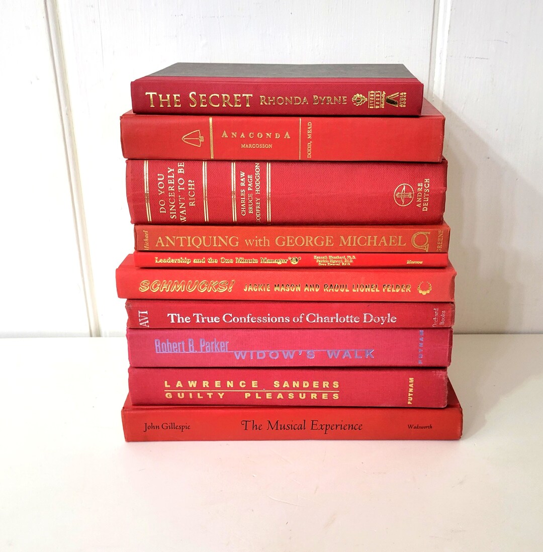 Red Book Collection, Set of Ten, Library Decor, Home Decor, Instant ...