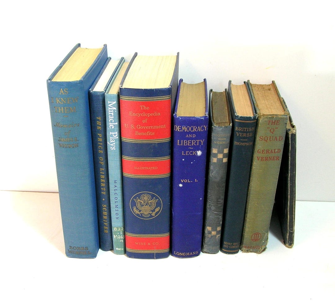 Blue Book Collection, Set of Nine, Library Decor, Home Decor, Instant ...
