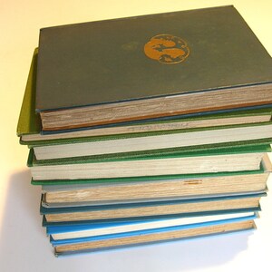 Light Blue and Green Books, Instant Library, Vintage Book Collection ...