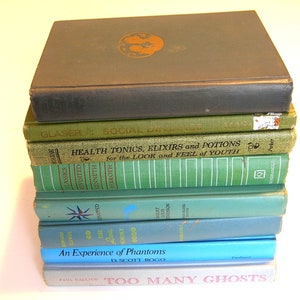 Light Blue and Green Books, Instant Library, Vintage Book Collection ...