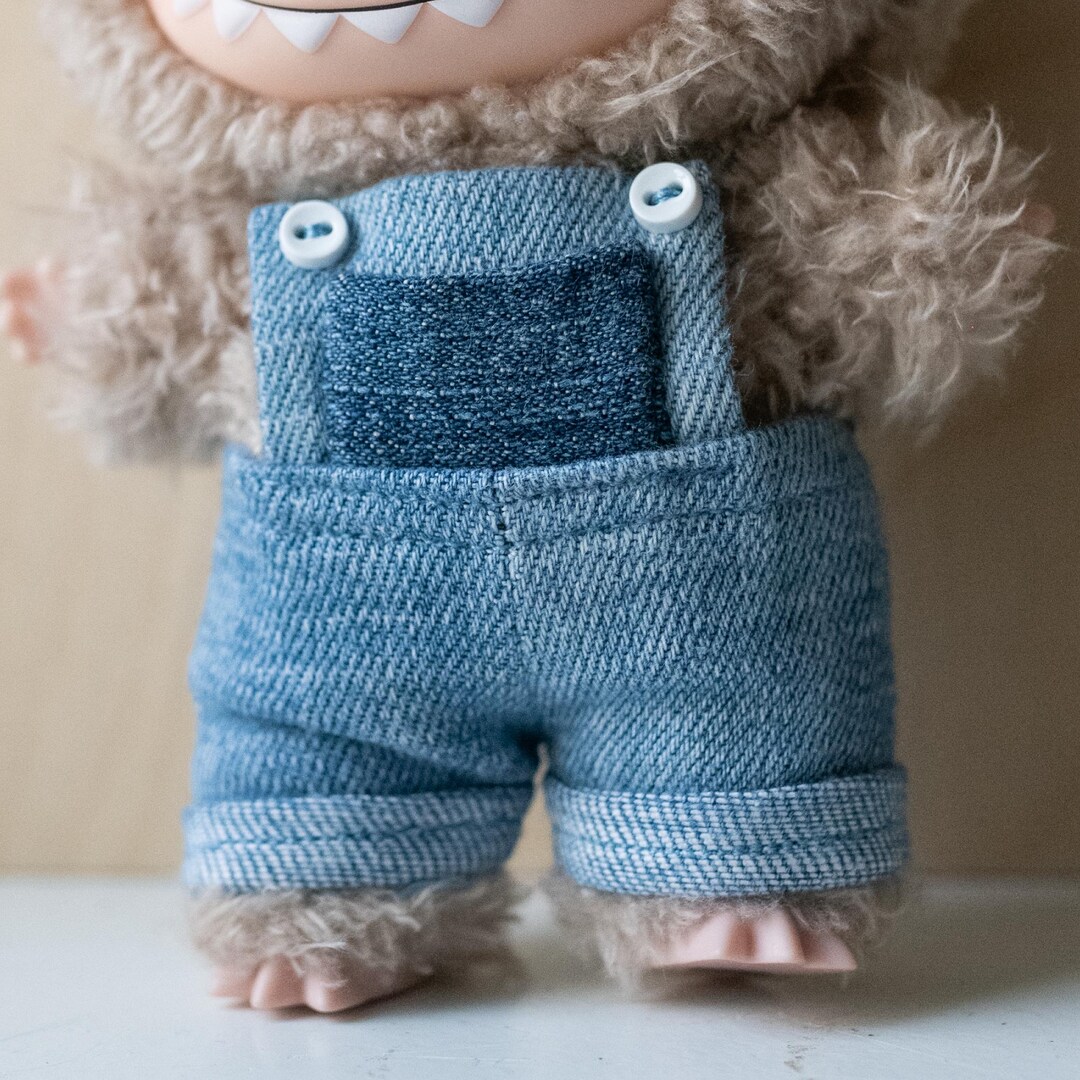 Blue Denim Overalls Jeans for Labubu Plush Pendant Doll Handmade ...