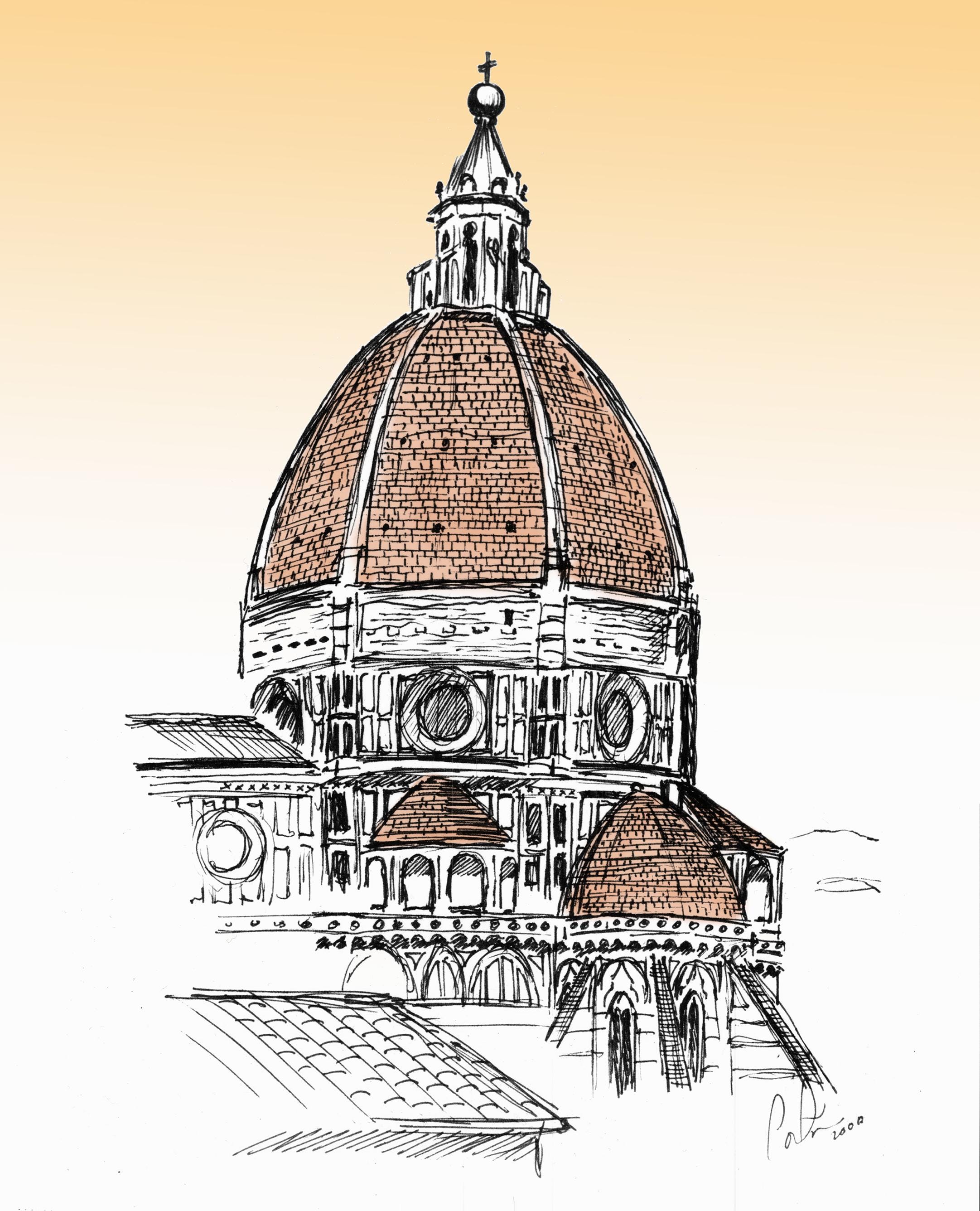 The Duomo. Florence Italy. Plein Air Sketched From a Nearby Rooftop ...