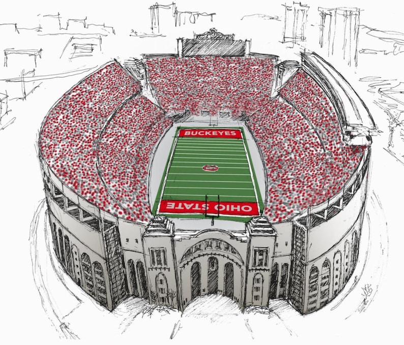 Ohio State. the Shoe. Pen and Ink Stadium Sketch on Canvas - Etsy