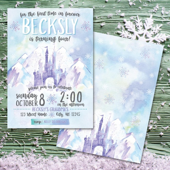 Winter Themed Girls Birthday Invitation Snowflakes Castle - Etsy