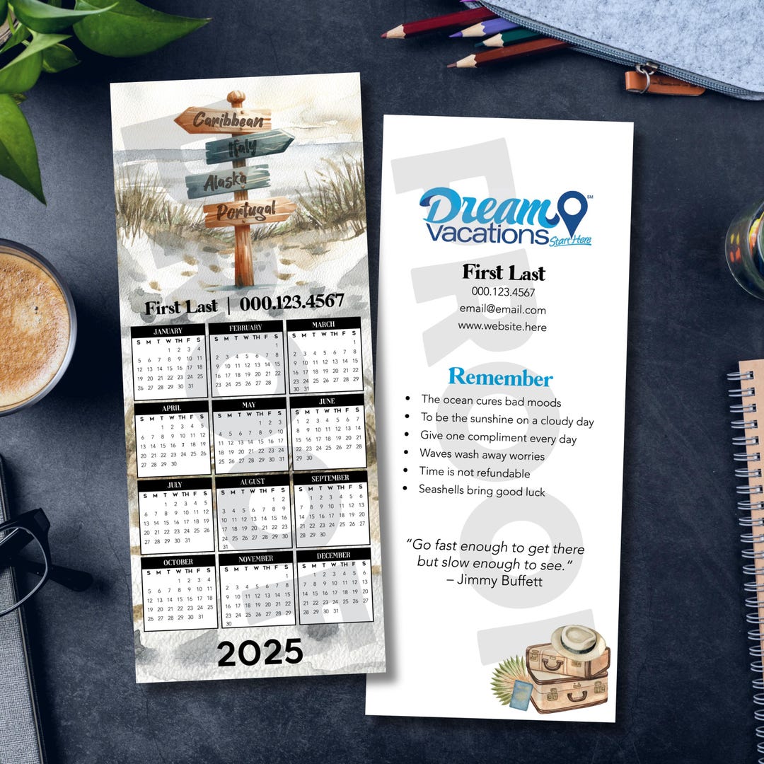Travel Agent Client Gift Calendar Cards Directional Wood Signs ...
