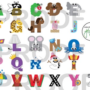 Fun Alphabet Letters for Learning Character Letters Flash Cards Digital ...