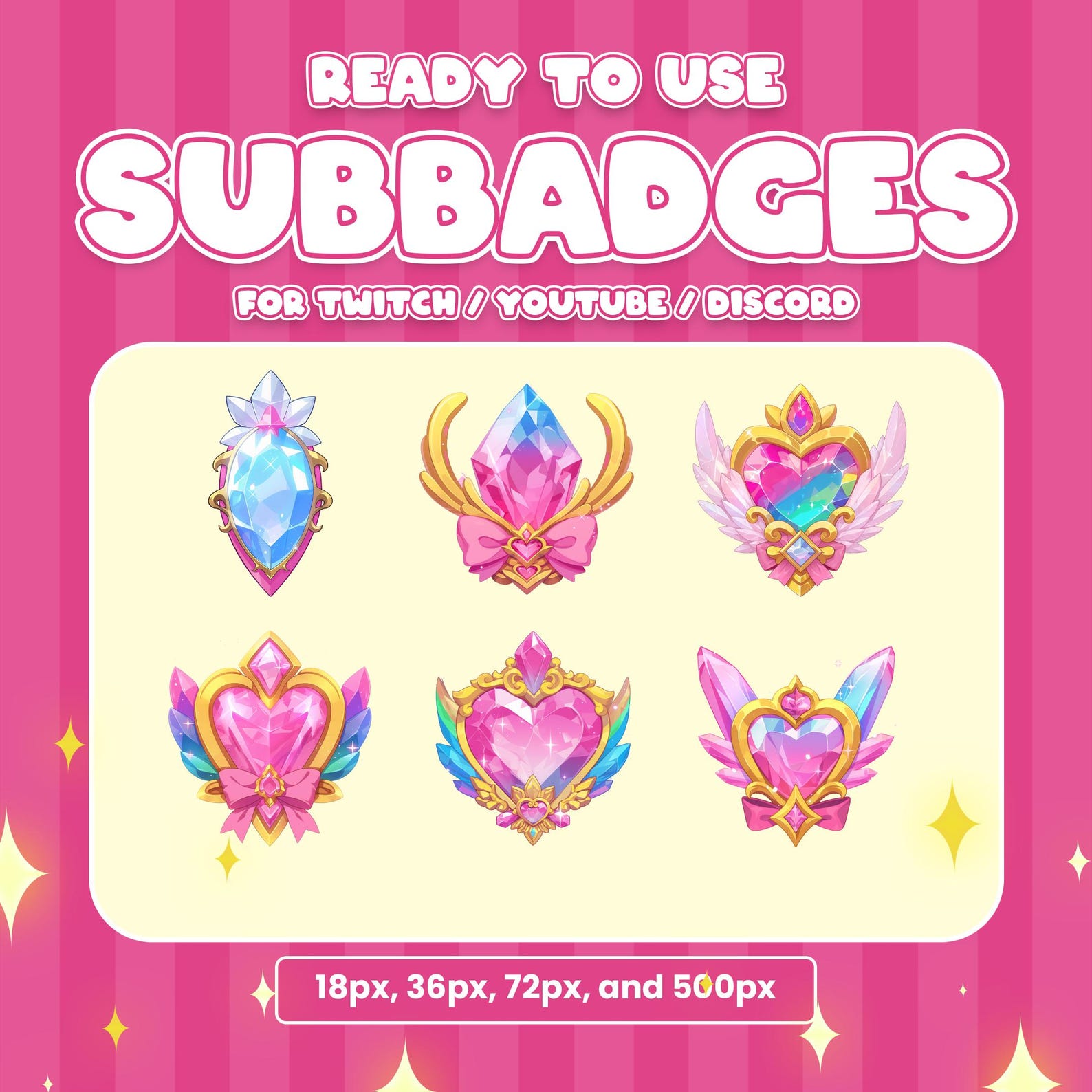 Sub Badges | Diamond Badges | Twitch Badges | Cute Diamond Badges | Bit ...