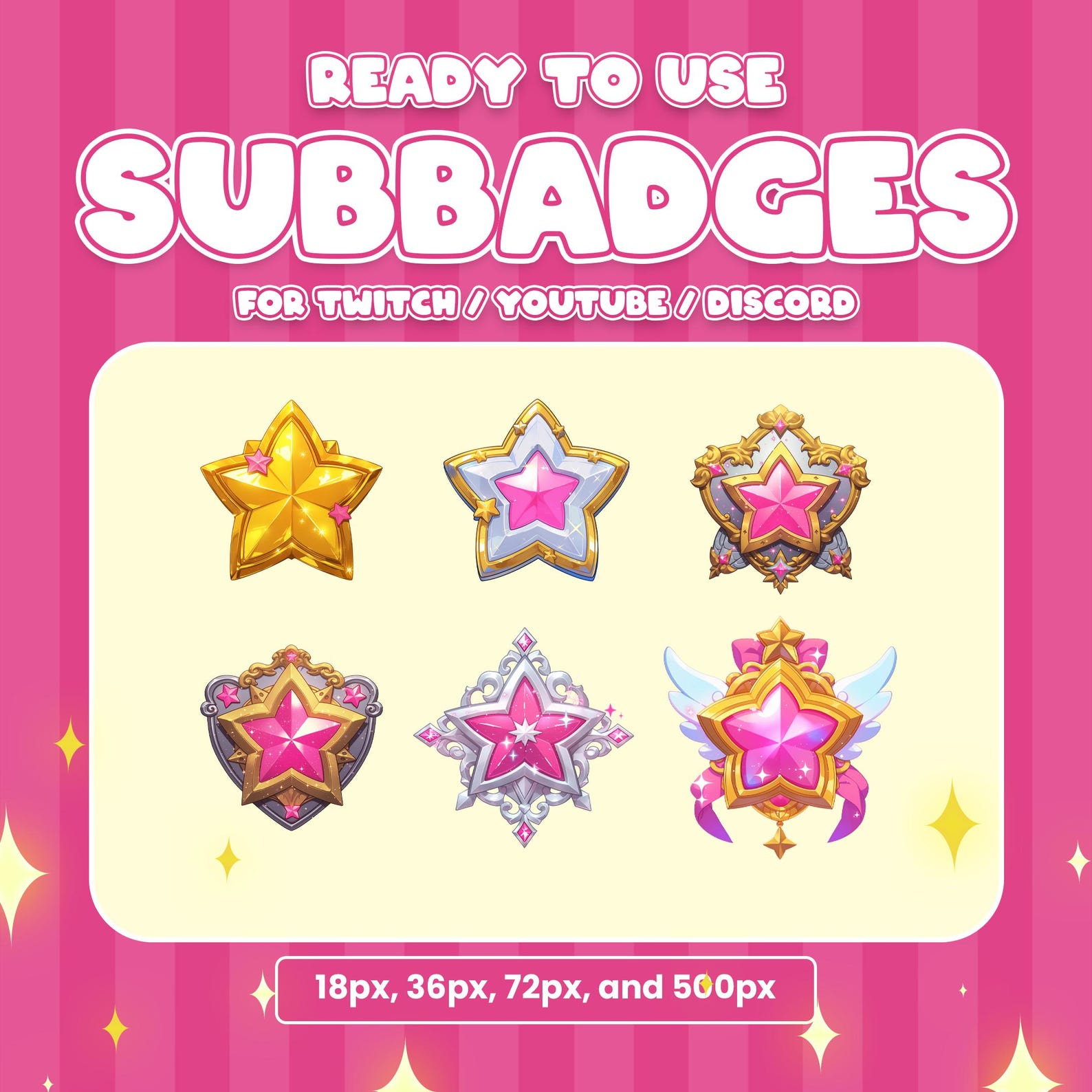 Sub Badges | Star Badges | Twitch Badges | Cute Star Badges | Bit ...