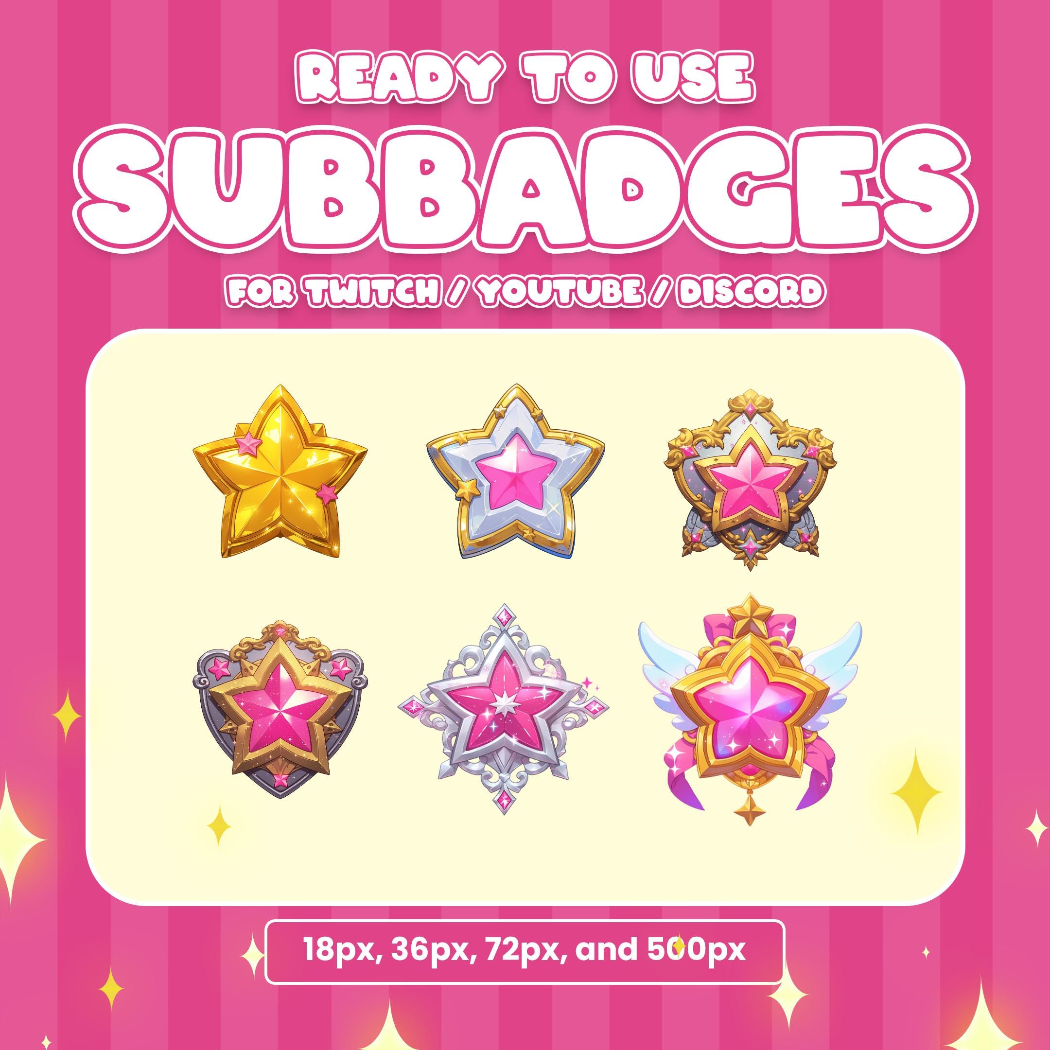 Sub Badges | Star Badges | Twitch Badges | Cute Star Badges | Bit ...