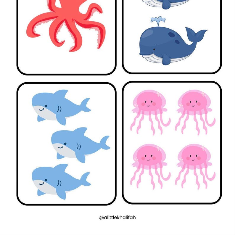 1-10 Numbers Sea Animal Theme Printable - Etsy