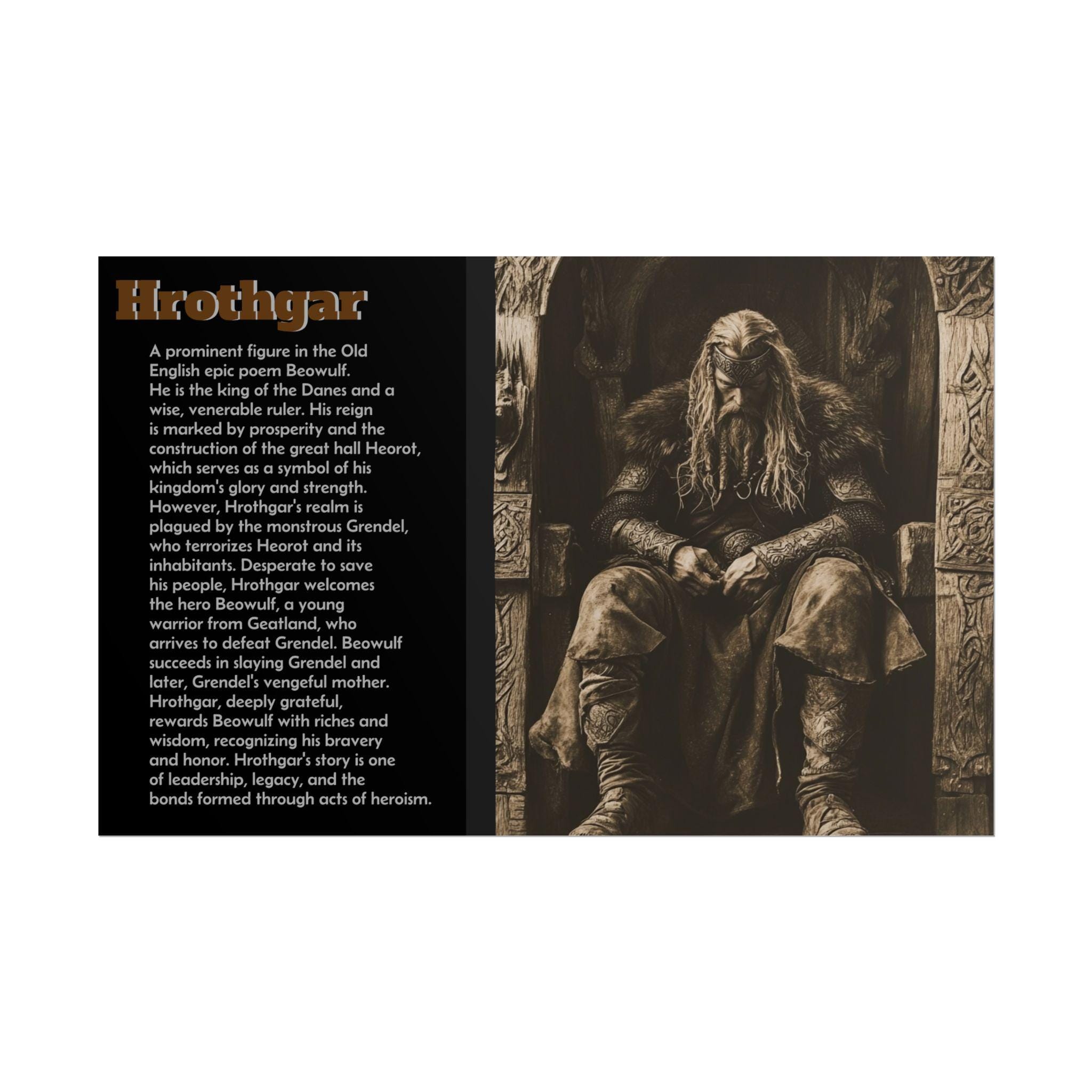 Beowulf Poem: Heroic Hrothgar Art Print, Vintage Literature Poster ...