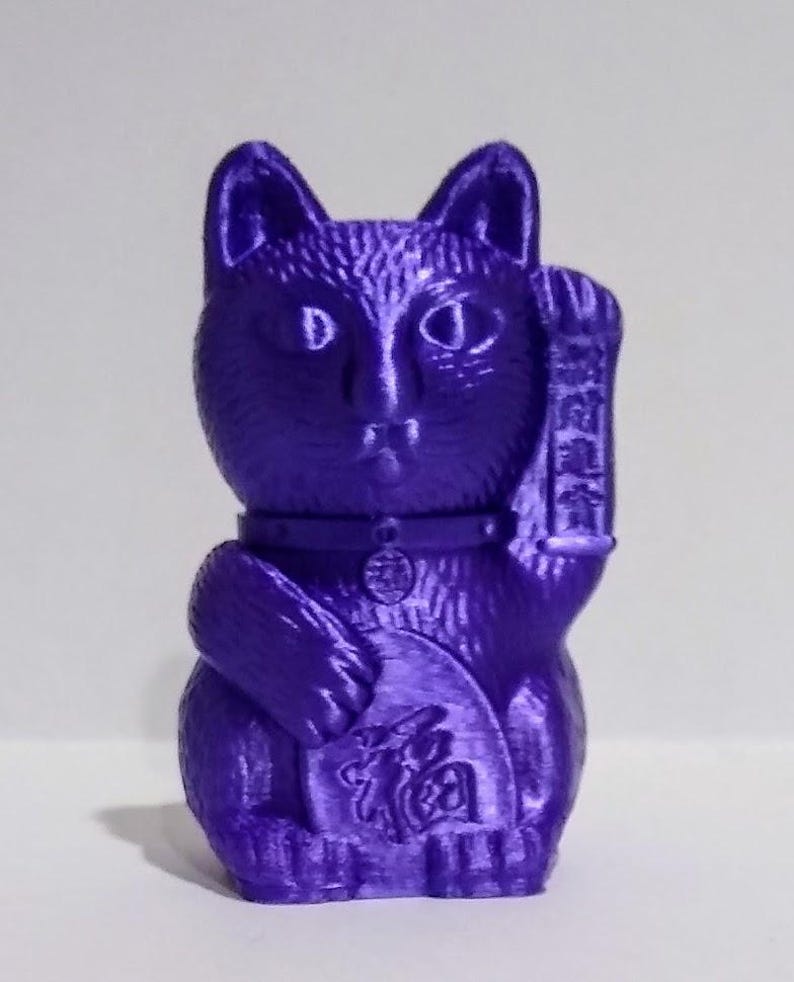 Purple 3D Printed Lucky Cat - Etsy