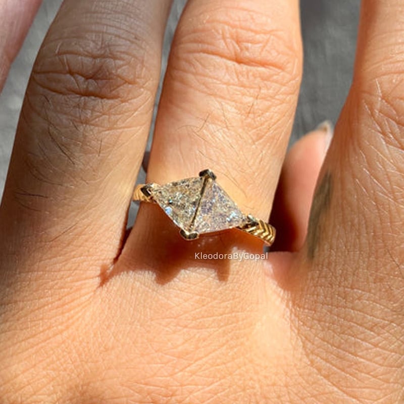 Triangle Stone Ring Women - Etsy