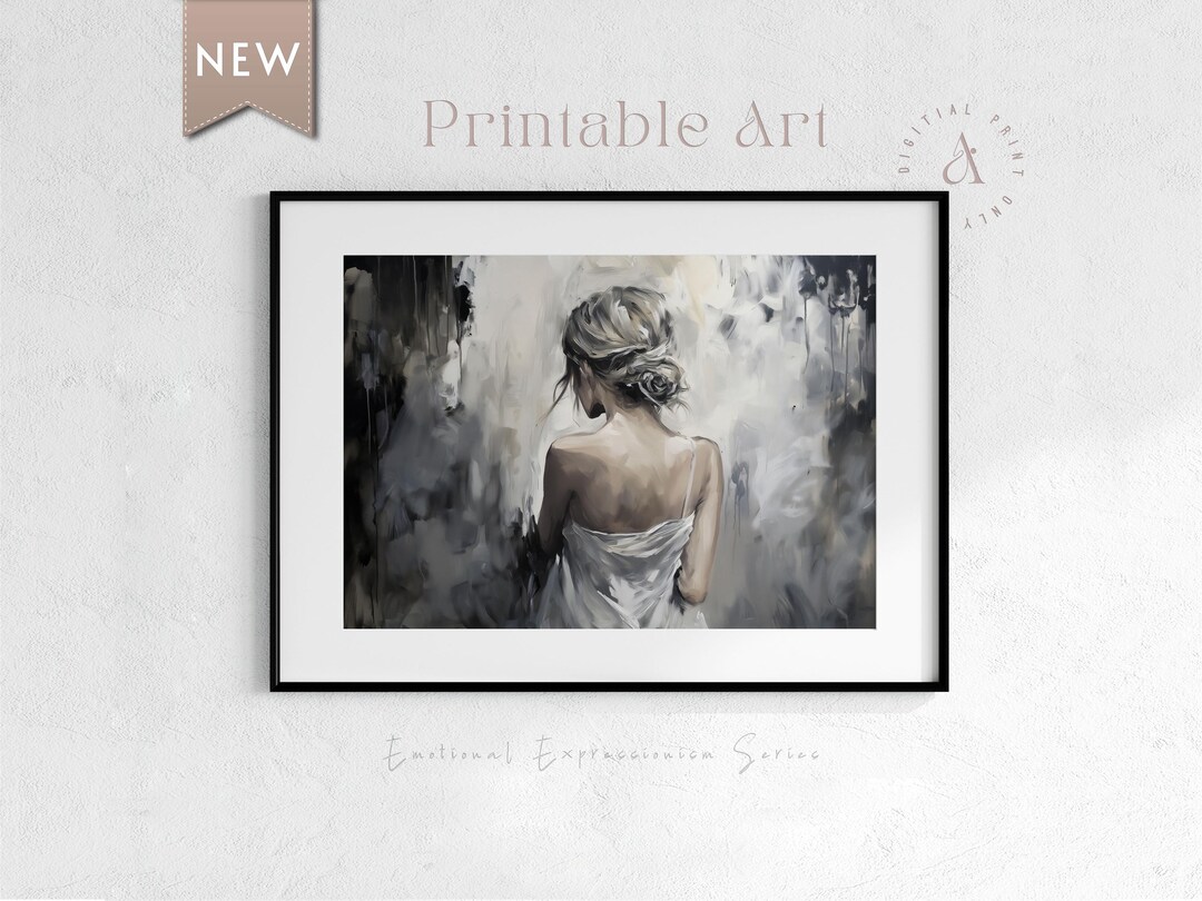 Back View Woman in White Dress Art Print • Emotional Expressionist ...