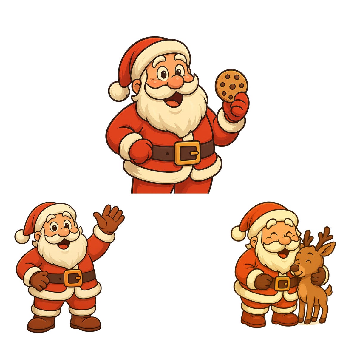 Santa Claus Clipart Bundle PNG | Cute Santa Png Set | Christmas Cartoon ...