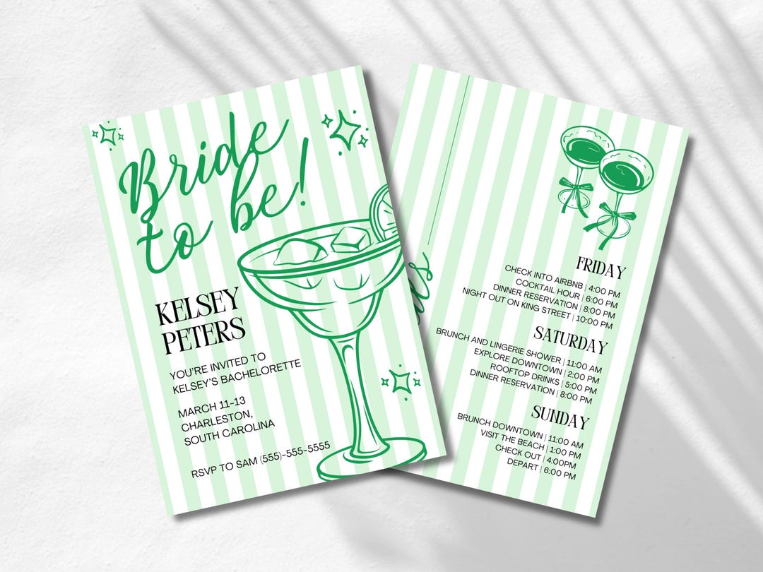 Southern Charm Bride-to-be Bachelorette Invitation & Itinerary ...