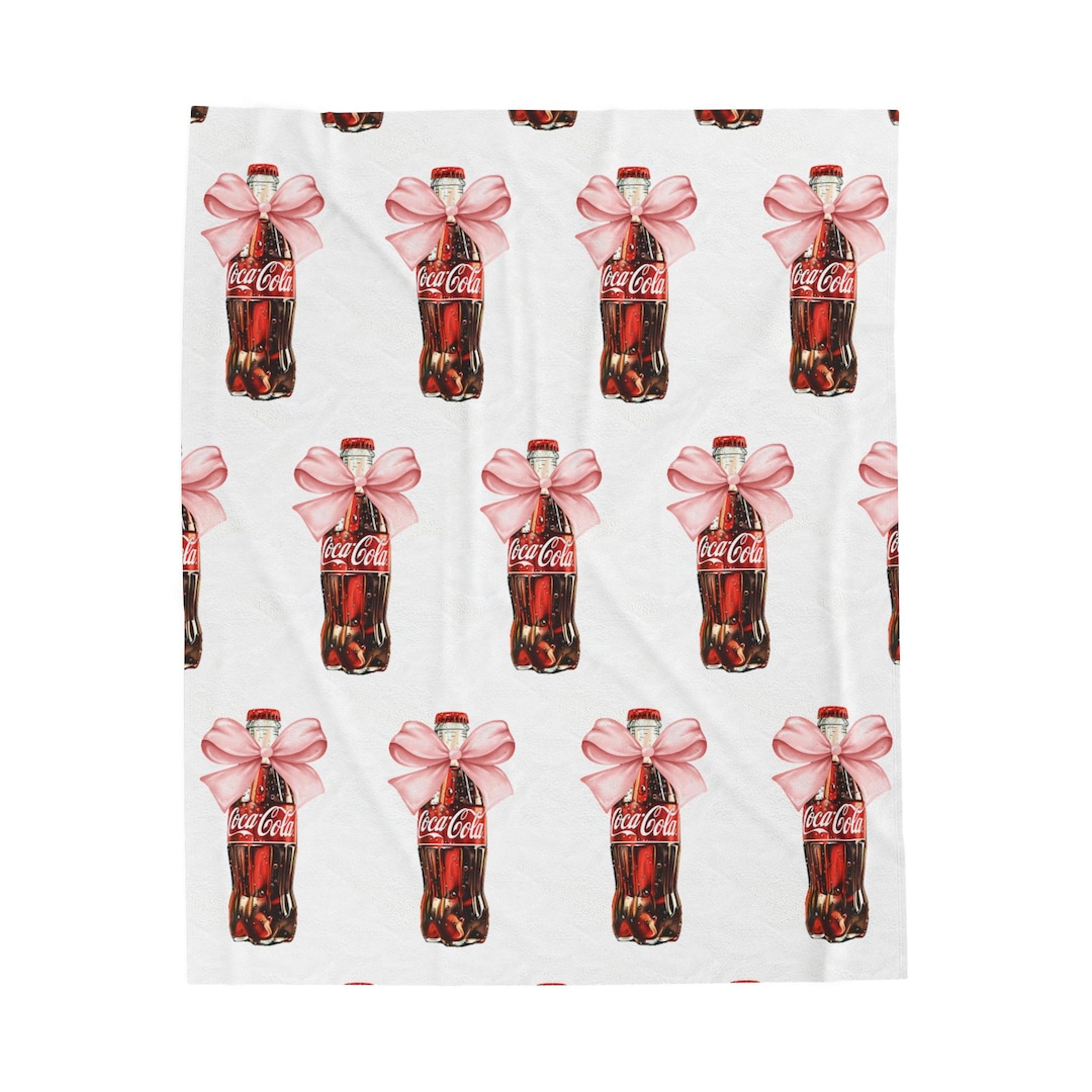 Coca-cola Bow Plush Blanket, Cozy Throw Blanket, Vintage Style Blanket ...
