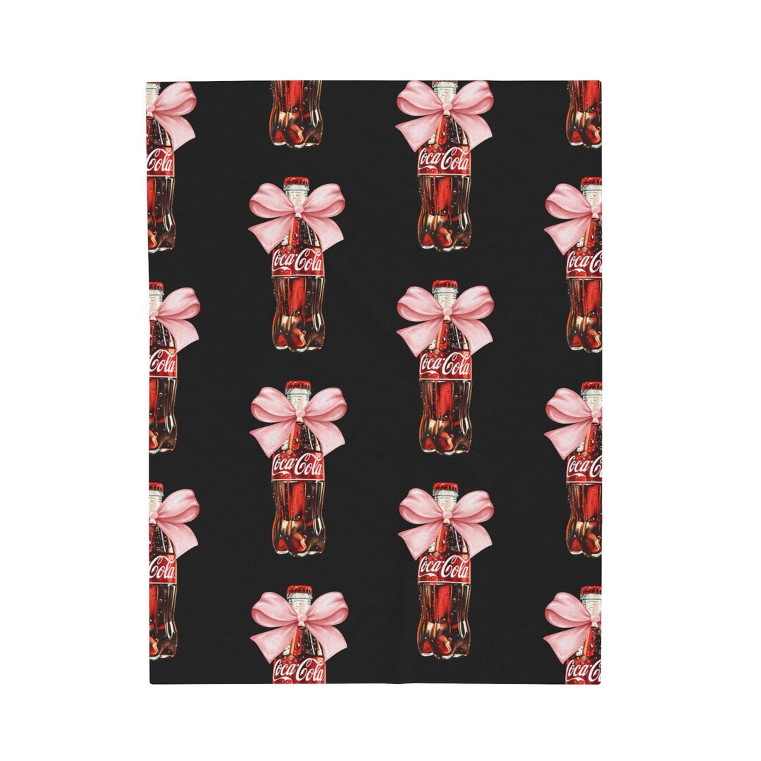 Coca-cola Pink Bows Plush Blanket, Cozy Couch Throw, Retro Home Decor ...