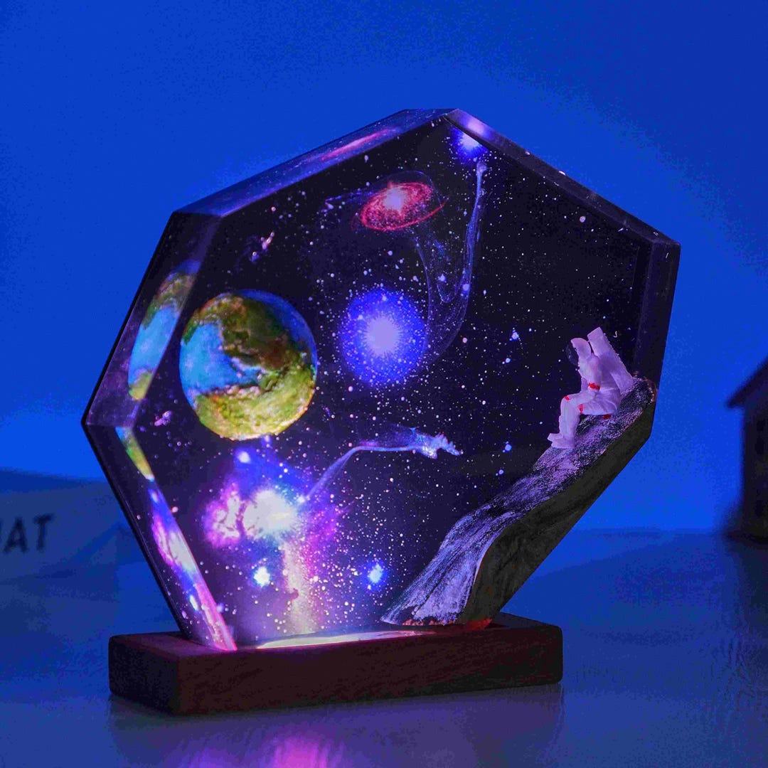 Astronaut and Earth Resin Lamp, Space Night Lights, Universe Lamp ...