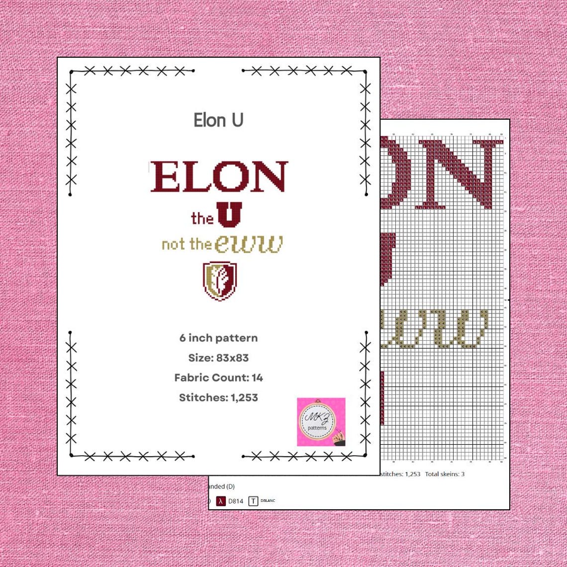 Elon University Cross Stitch Pattern - Etsy