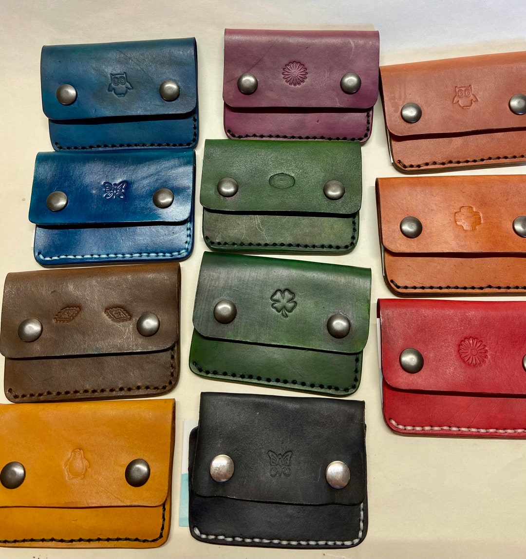 Embossed Leather Cash and Card Wallet With Snap - Etsy