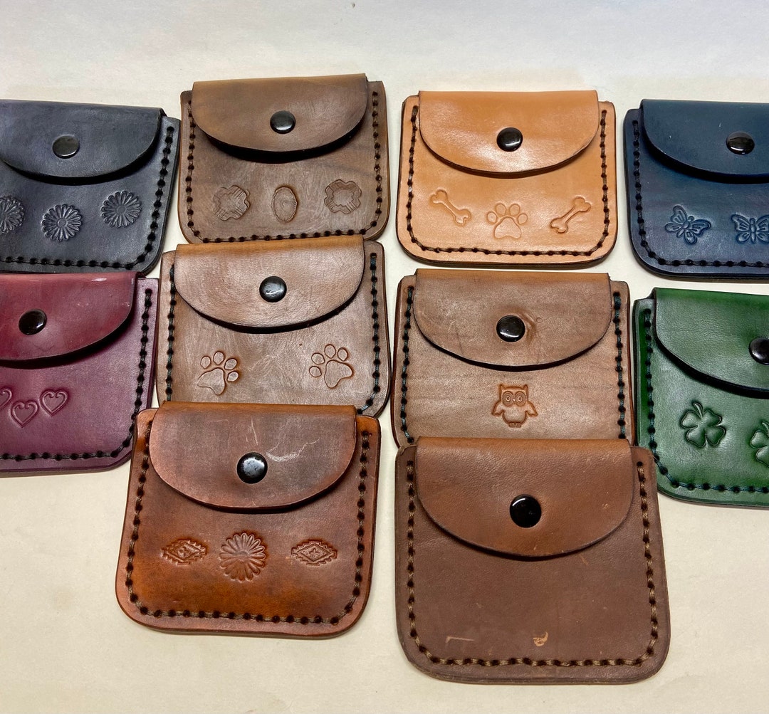 Embossed Leather Coin Purse With Snap, Assorted Colors, Coin Holder - Etsy