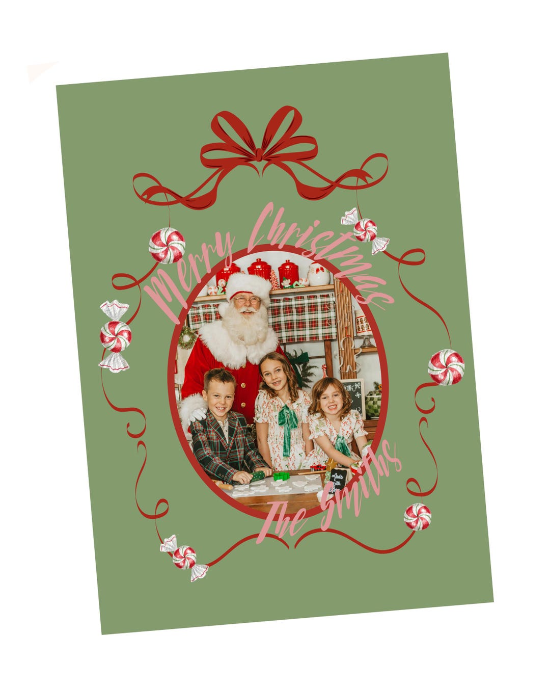 Printable Whimsical Peppermint Christmas Card - Etsy