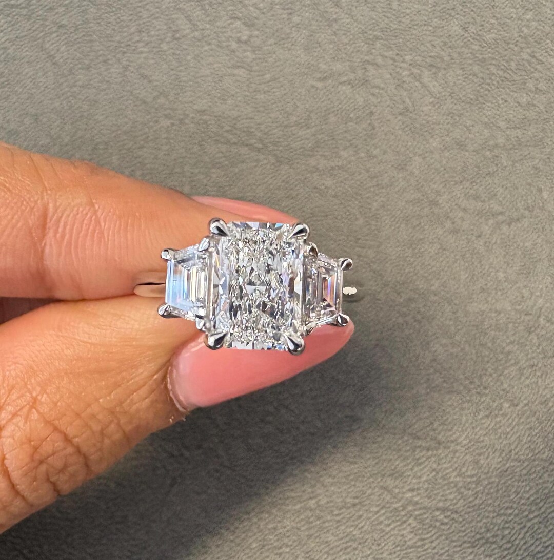 2 Carat Radiant Diamond Engagement Ring,three Stone Radiant Engagement ...