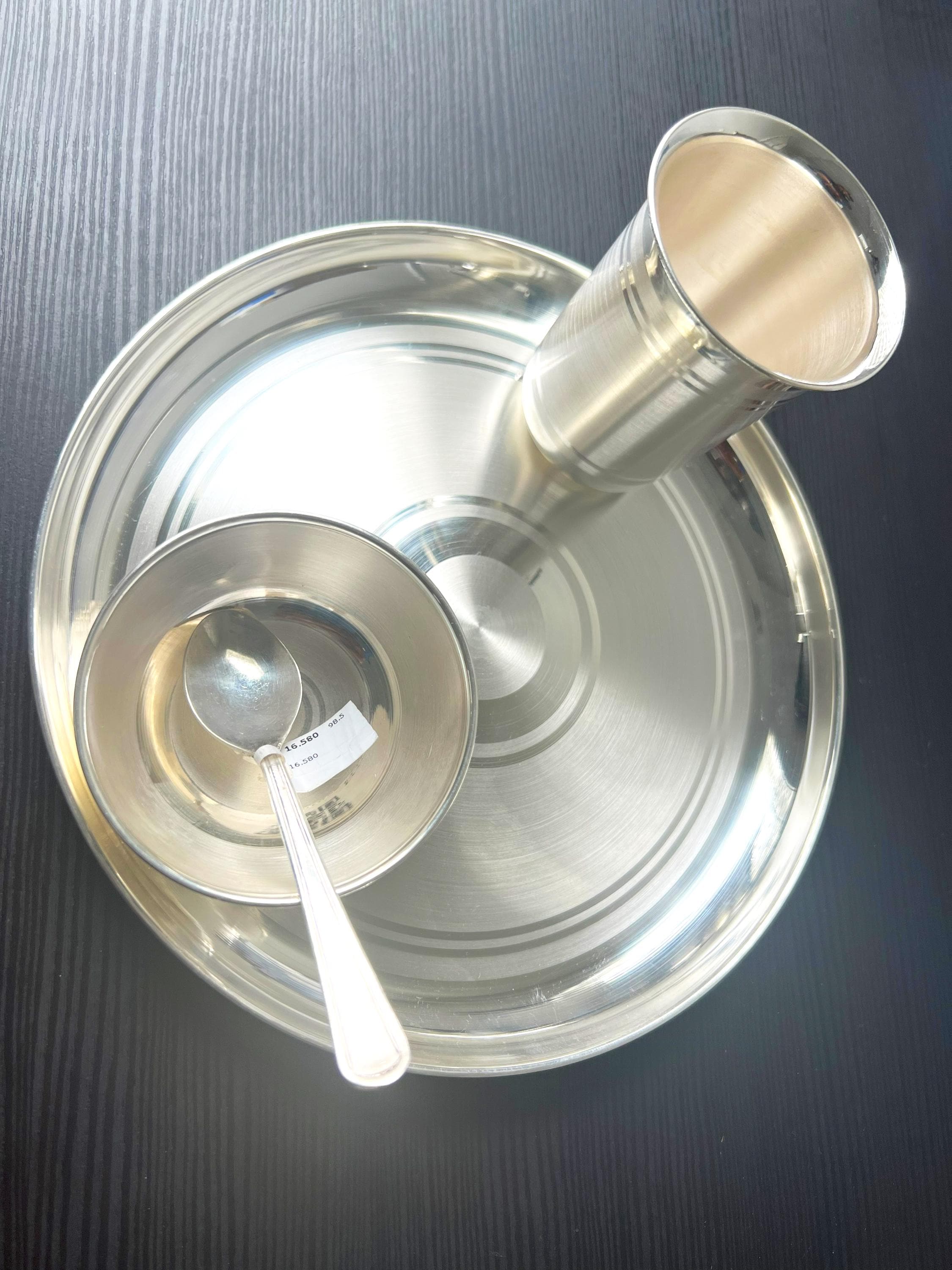 Pure Silver Handmade Dinner Set | Silver Dinner Set | Pure Silver Plate ...