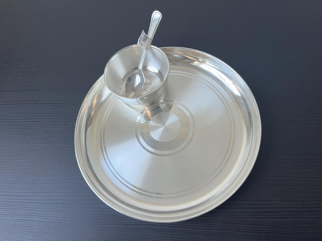 Pure Silver Handmade Dinner Set | Silver Dinner Set | Pure Silver Plate ...