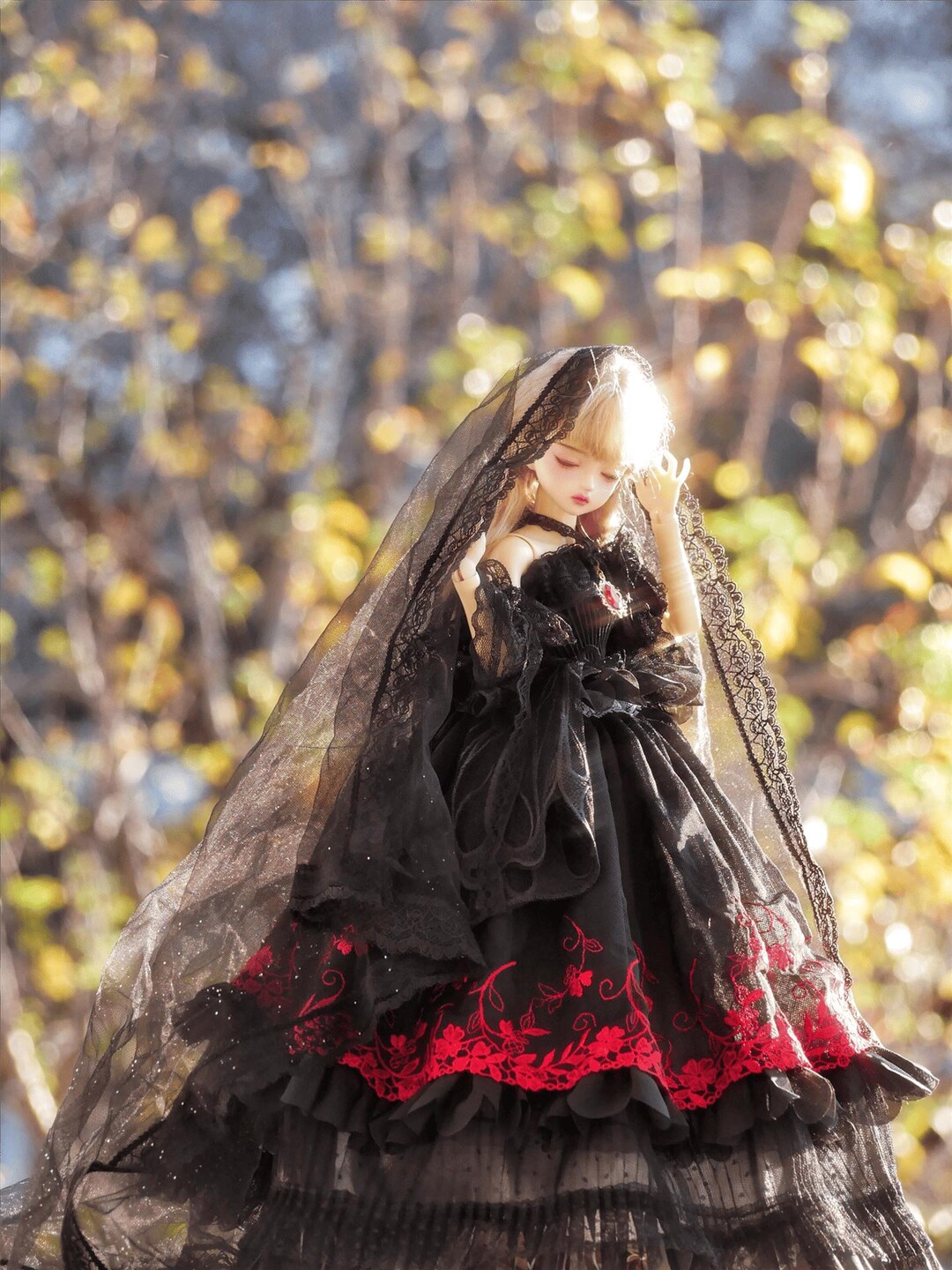 1/4 BJD Dress Custome Wedding Dress, Mdd Msd 45cm Bjd Clothes, Bjd Black Lolita Dress, 1:4 Doll ...