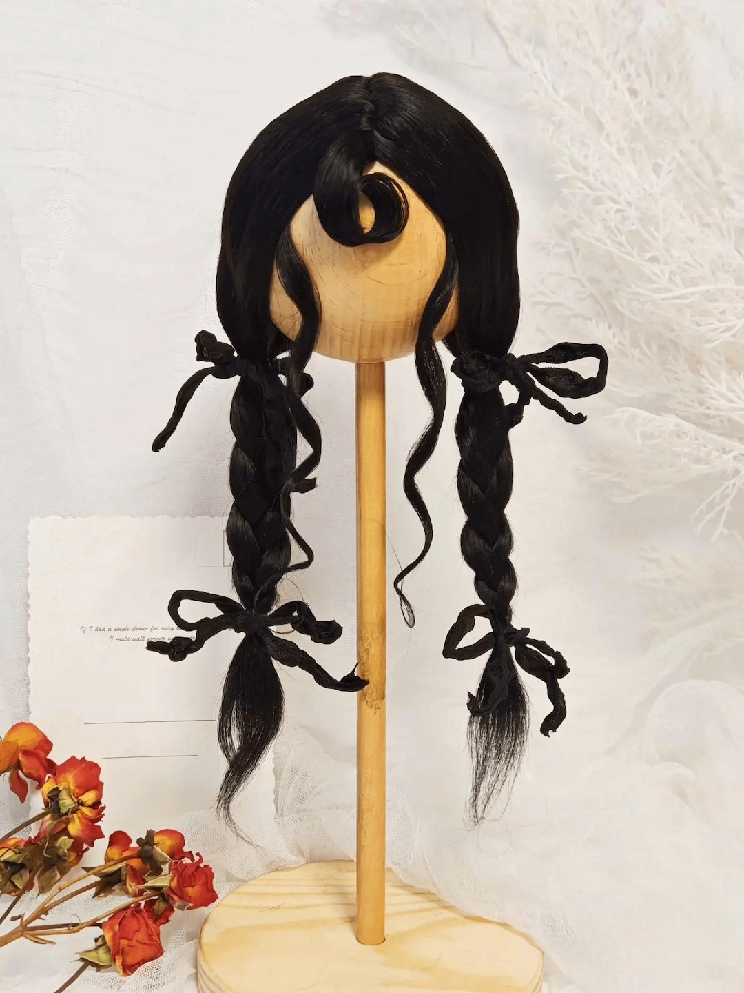 Blythe Doll Wig: Black Braids, Mohair Hair (9-10