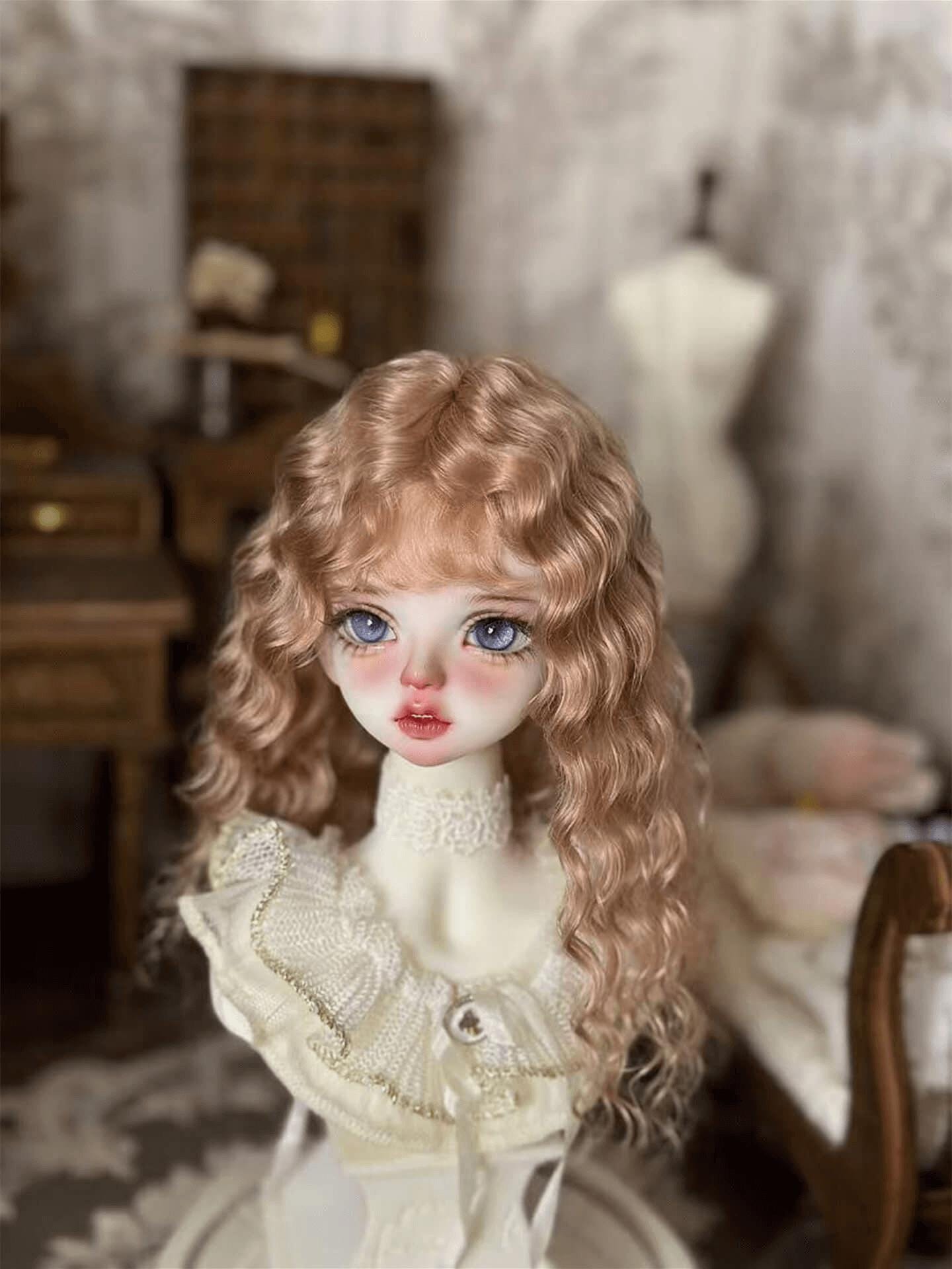 1/4 Bjd Wig Curly Doll Wig Long Bjd Mohair Wig, Curly Wig for BJD Bjd ...