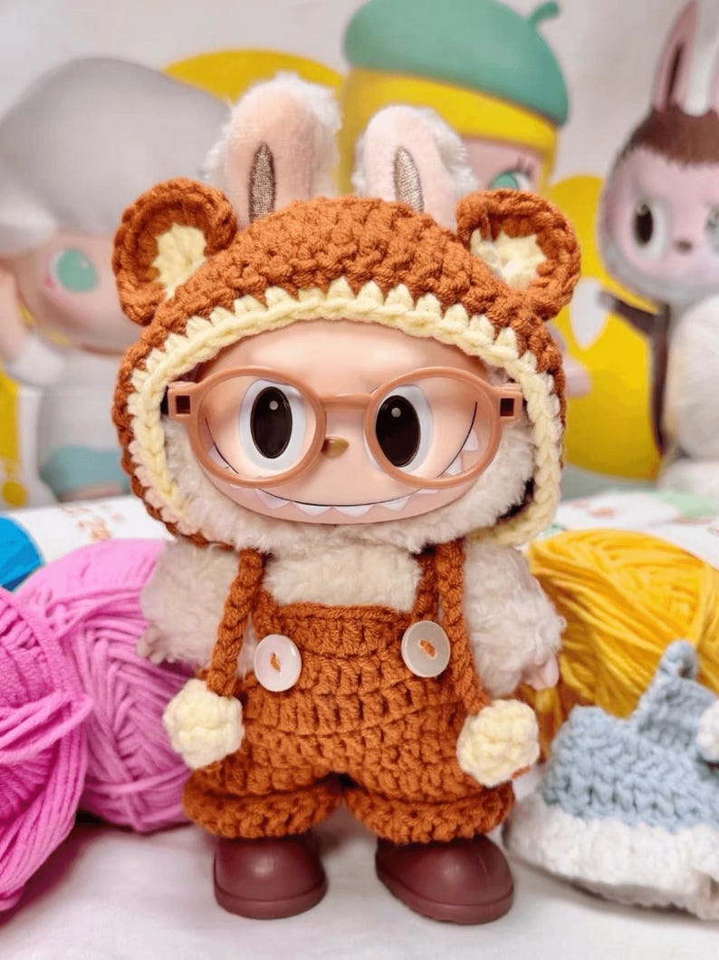 Labubu Knitted Overalls Cute Labubu Clothes 17cm, Labubu Fashion Labubu ...