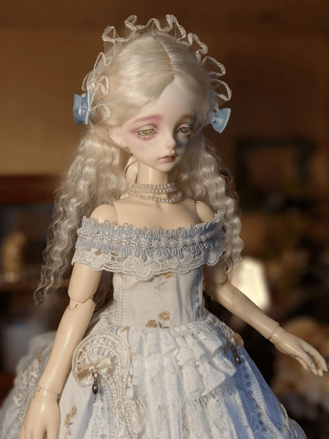 BJD Dress Custom Dress for 1/3 & 1/4 BJD, Mdd Msd 45cm Bjd Clothes, 1/3 Bjd Outfit Rococo Dress ...