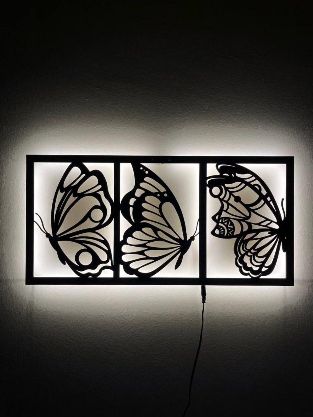 Butterfly Wooden Led Sign, Illuminated Sign,home Decor Wall Hanging ...