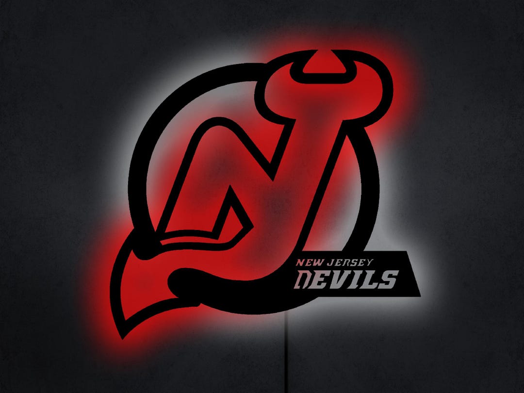 New Jersey Devils Wooden Led Sign, Fan Gift, Illuminated Sign Wall ...