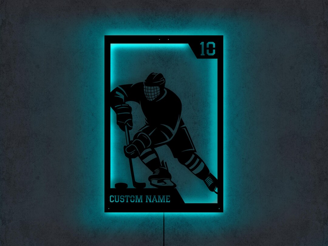 Wooden Led Sign, Illuminated Sign, Wall Hanging Hockey Custom Sign ...