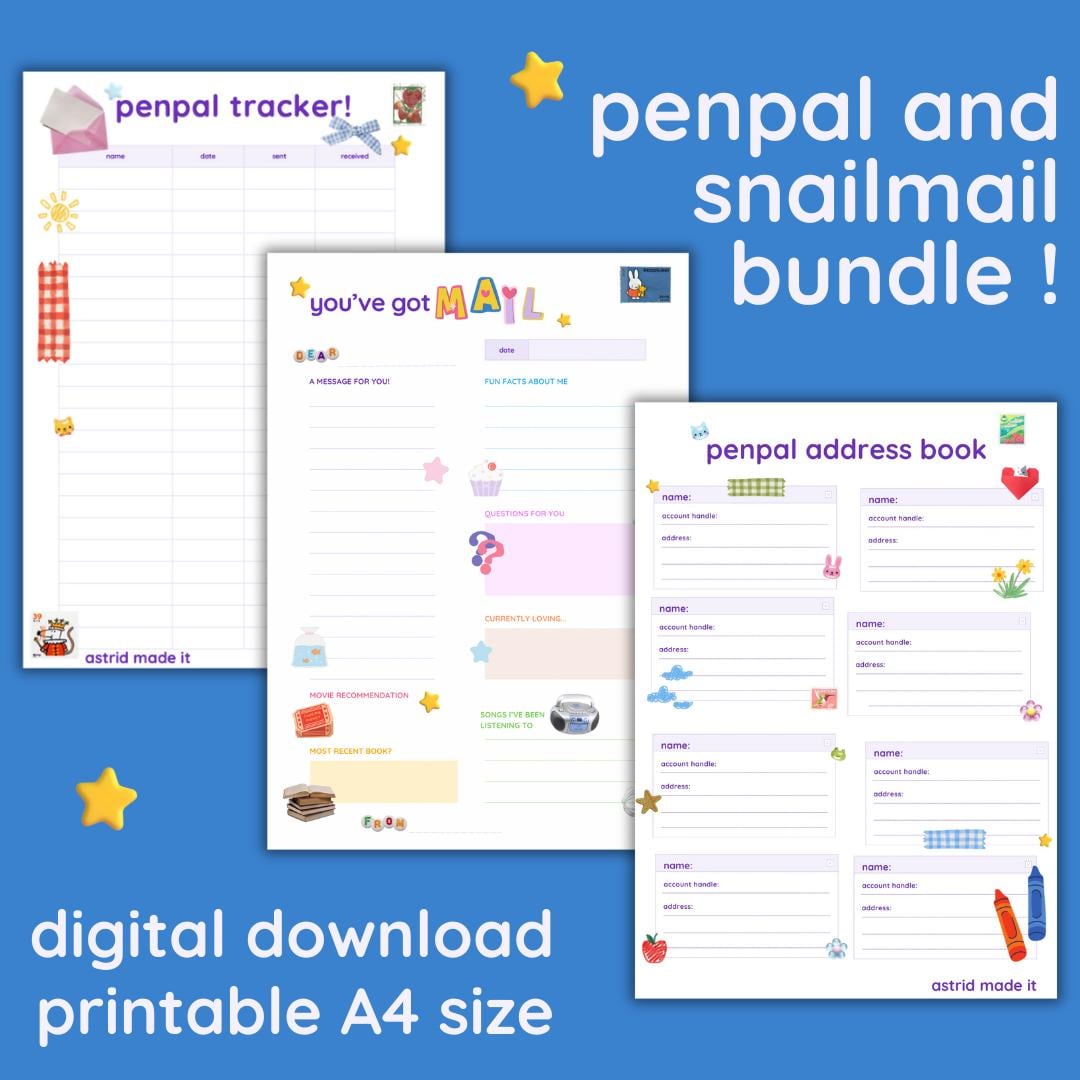 Penpal & Snail Mail Printable Bundle - Etsy