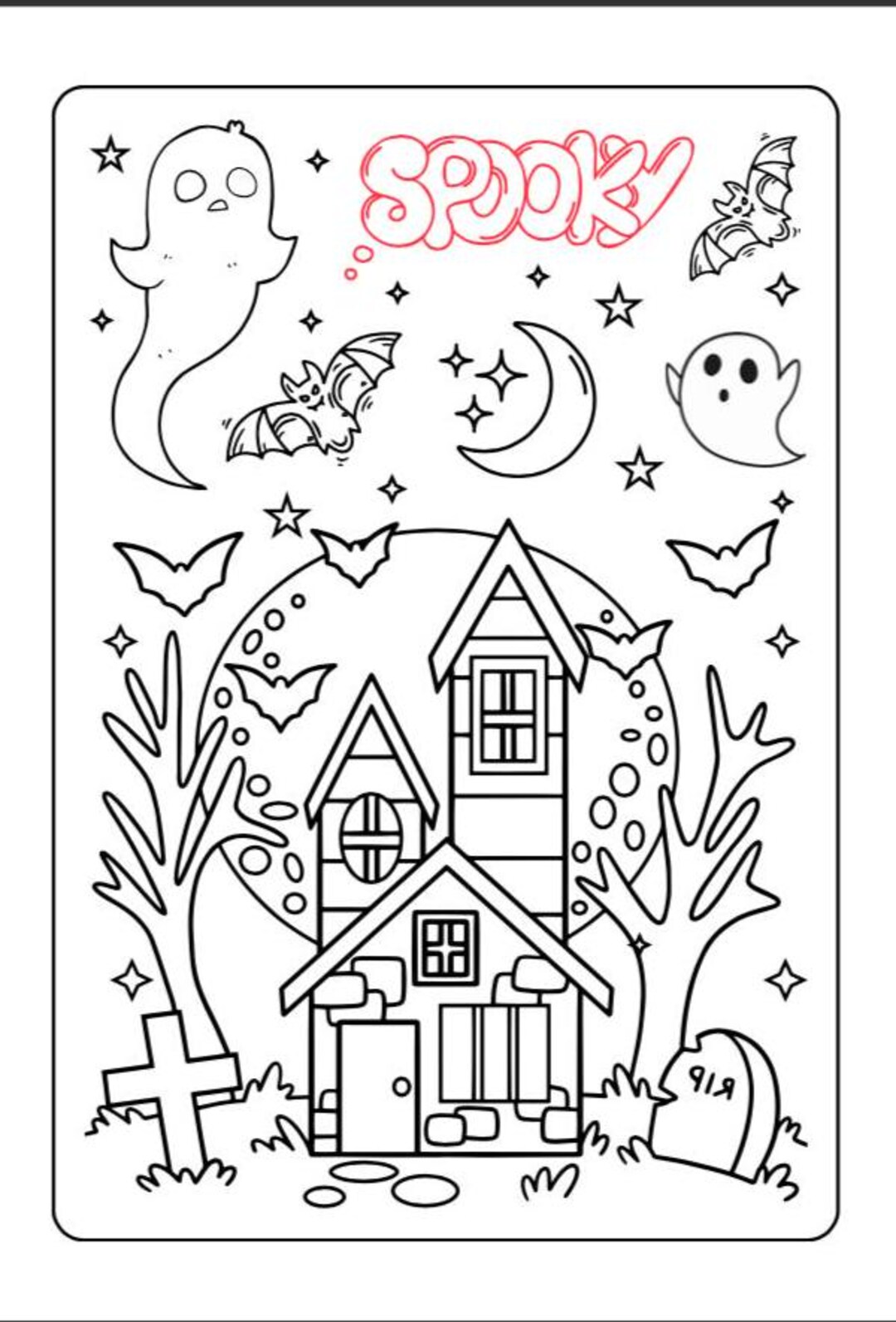 A Cute Haunted House Halloween Colouring Page for Toddlers and Children ...