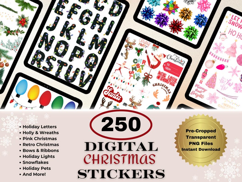 250 Christmas Digital Stickers, Goodnotes Stickers (PNG) - Etsy