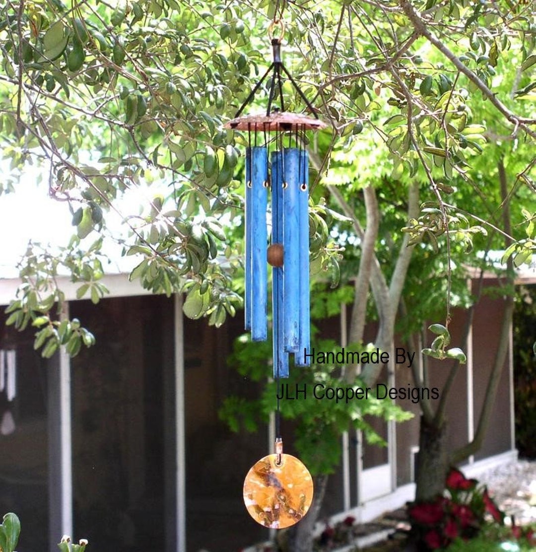 LITTLE SPIRIT Wind Chime Small Copper Blue With Copper Top - Etsy