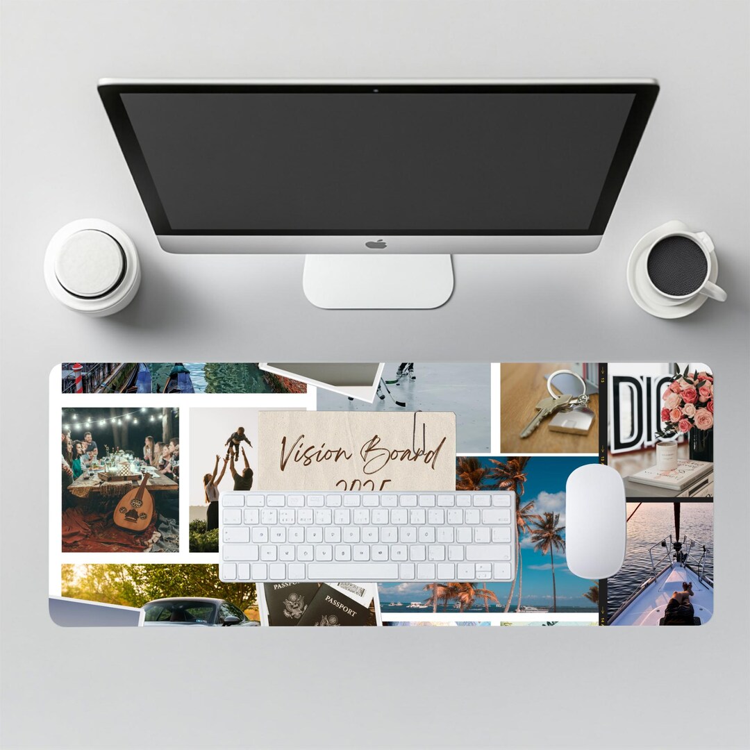 Vision Board Desk Mat 2025, Motivational Workspace Decor, Vision Board ...