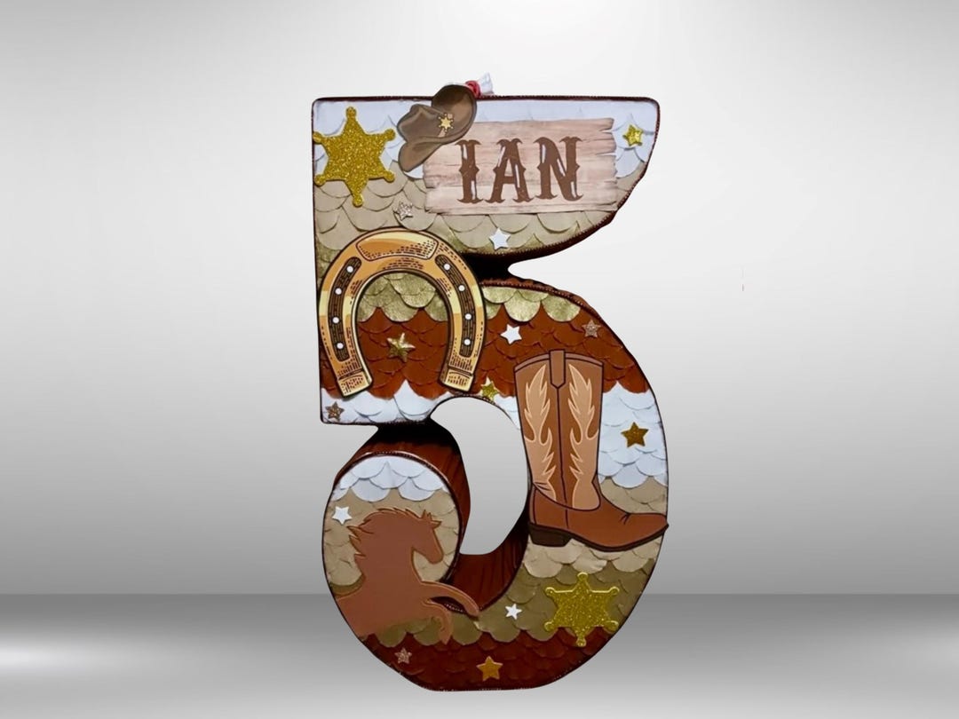 Weston Pinata - Cowboy Pinata - Number Pinata - Birthday Party. - Etsy