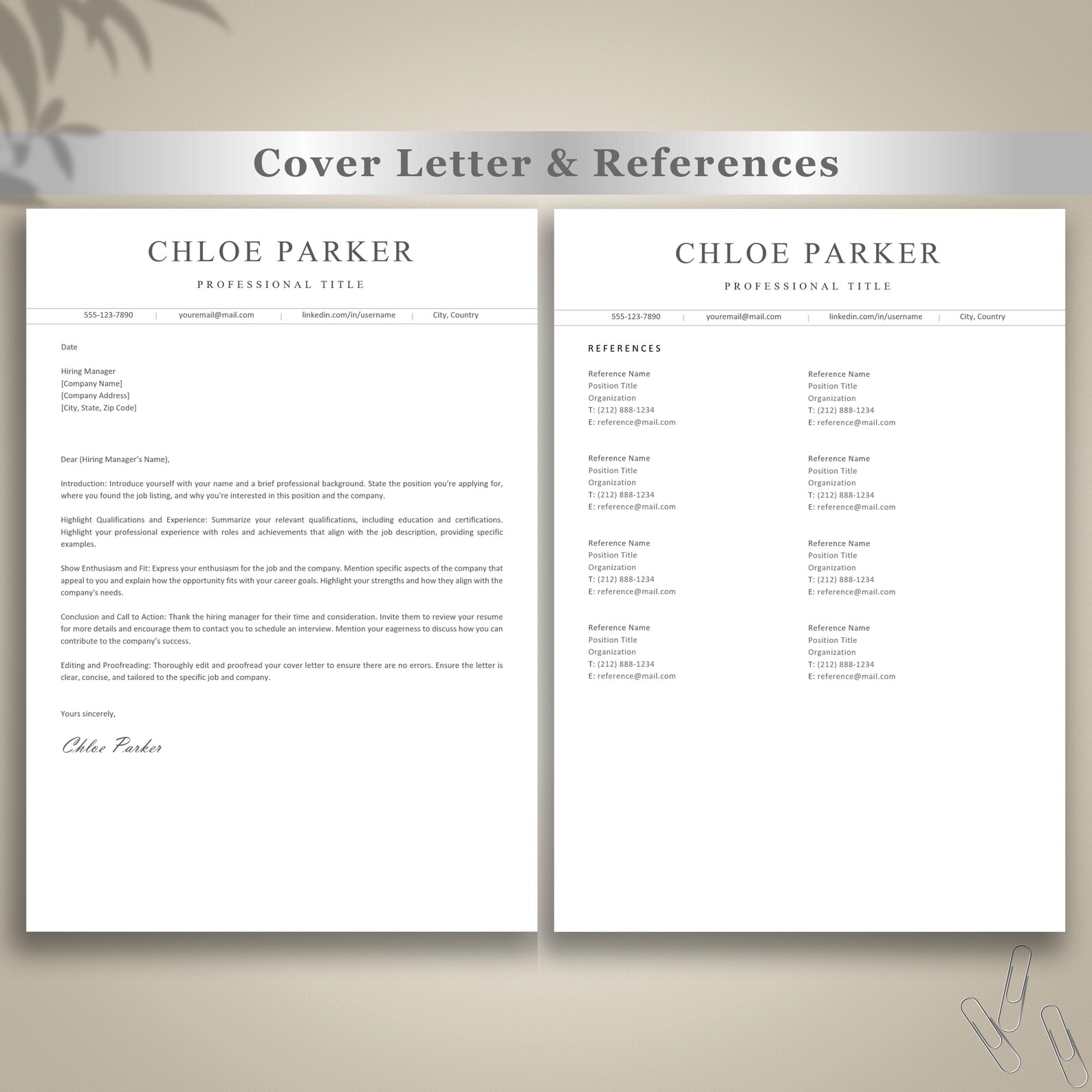 Resume Word Template, 2-page Modern Ats-compliant CV Format, Clean ...