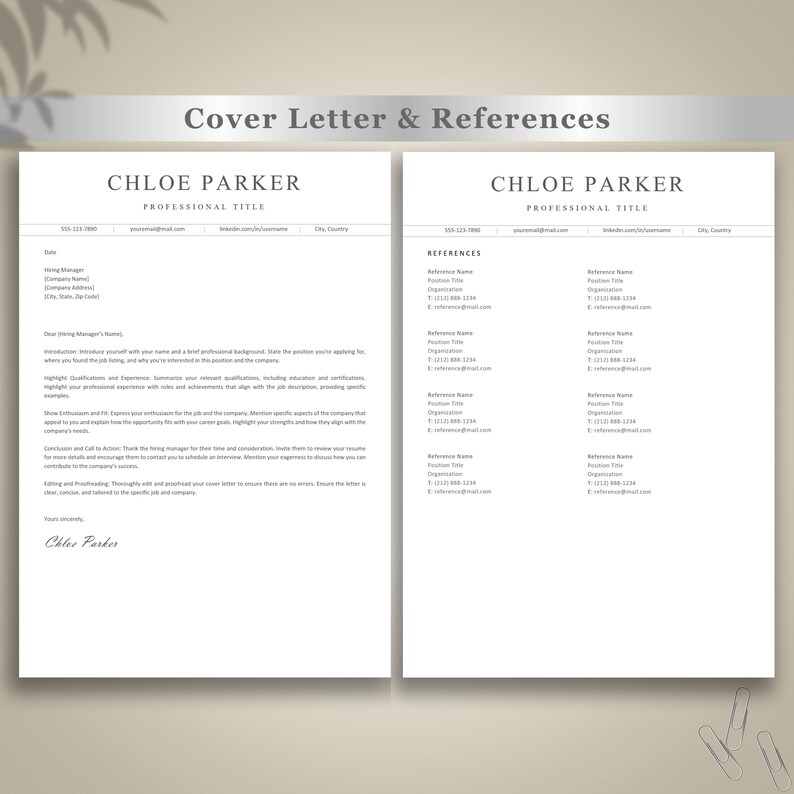 Resume Word Template, 2-page Modern Ats-compliant CV Format, Clean ...