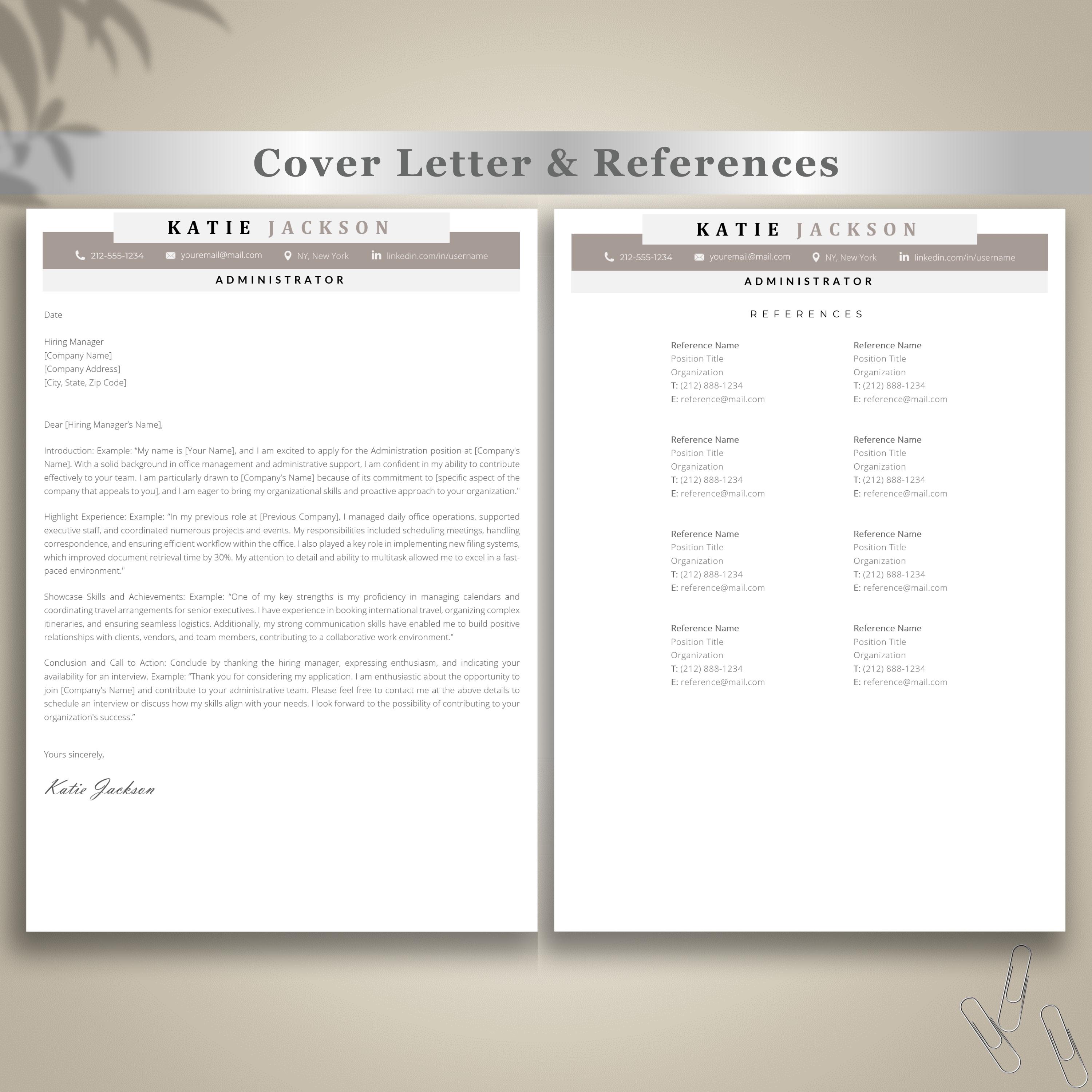 Executive Assistant Resume Template for Word, 1-3 Page Admin Assistant ...